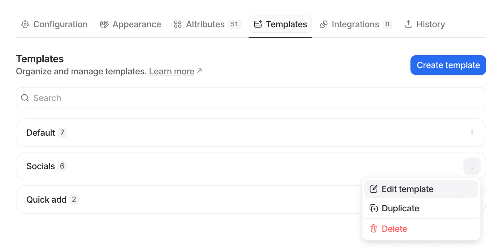 Create record and list entry templates | Attio Help Center