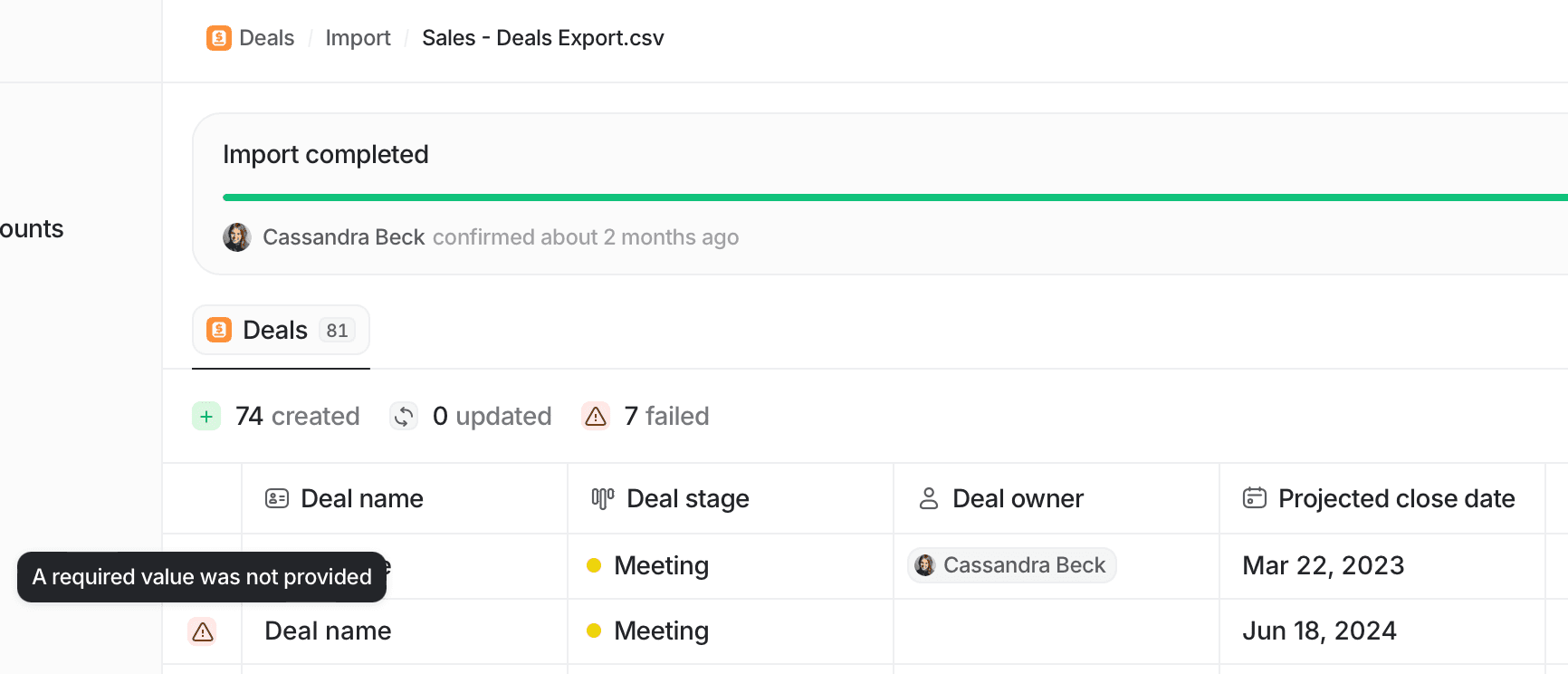 Troubleshooting CSV imports | Attio Help Center