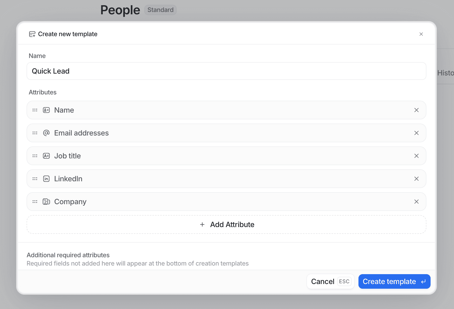 Create record and list entry templates | Attio Help Center